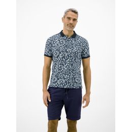 Poloshirt Lerros "Poloshirt mit floralem All-over-Print, 2-Tone-Optik", Herren, Gr. L, classic navy, 100% Baumwolle, ohne Ausschnitt, Shirts