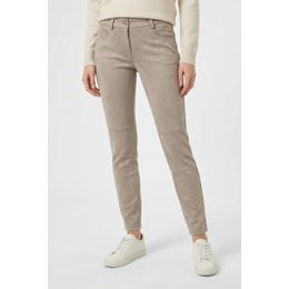5-Pocket-Hose MAC "MACSLIM", Damen, Gr. 46, L&auml;nge 32, oxide braun, Web, Obermaterial: 97% Polyester, 3% Elasthan, slim fit kn&ouml;chellang, Hosen 5-Pocket-Hose, Veloursqualit&auml;t aus elastischem Material