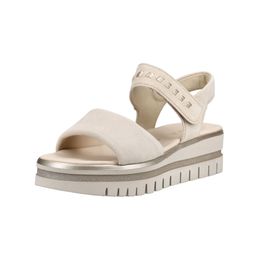 Keilsandalette Gabor "Gabor Sandalen Leder", Damen, Gr. 41, beige, gold, Leder, Schuhe
