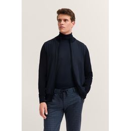 Strickjacke Bugatti "Regular Fit", Herren, Gr. XXL, 390, marine, Jersey, 100% Baumwolle, unifarben, regular fit, ohne Ausschnitt, Rippb&uuml;ndchen, Strickjacken Strickjacke, mit Stehkragen und Rei&szlig;verschlusstaschen
