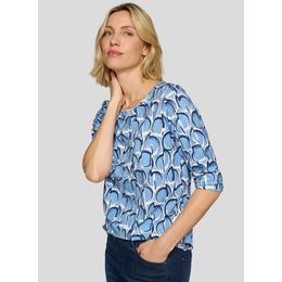 3/4-Arm-Shirt Rabe, Damen, Gr. 38, blau (hellblau), Web, Obermaterial: 92% Viskose, 8% Elasthan, bedruckt, normal h&uuml;ftbedeckend, Rundhals, Shirts 3/4-Arm-Shirt, mit grafischem Muster