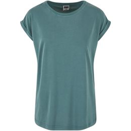 Kurzarmshirt Urban Classics "Urban Classics Damen Ladies Modal Extended Shoulder Tee", Damen, Gr. S, paleleaf, 77% Modal, 23% Polyester, unifarben, loose fit, Rundhals, Shirts