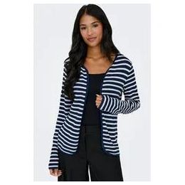 Shirtjacke Only "ONLBIRGITTE L/S CARDIGAN JRS", Damen, Gr. L, naval academy stripes:cloud dancer, Jersey, Obermaterial: 69% Viskose, 30% Polyester, 1% Elasthan, gestreift, regular fit, Rundhals, Shirts Shirtjacke