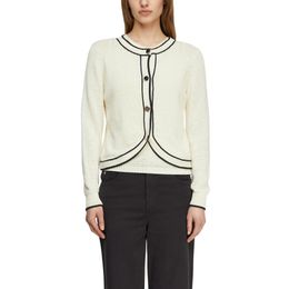 Strickjacke comma, Damen, Gr. 42, eggnog, Strick, Obermaterial: 72% Baumwolle, 28% Polyester, unifarben mit Farbeins&auml;tzen, normal h&uuml;ftlang, Rundhals, B&uuml;ndchen kontrastfarben, Strickjacken Strickjacke, mit Kontrast-Details