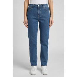 High-waist-Jeans Pepe Jeans "TAPERED JEANS HW", Damen, Gr. 27, L&auml;nge 32, blau (mid blau), Denim/Jeans, Obermaterial: 99% Baumwolle, 1% Elasthan, gerade, unten schmal lang, Jeans High-Waist-Jeans