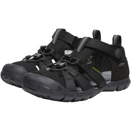 Sandale Keen "SEACAMP II CNX", Jungen, Gr. 37, schwarz (schwarz, grau), Synthetik, Textil, Schuhe Sandale