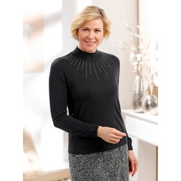 Stehkragenpullover CLASSIC "Pullover", Damen, Gr. 52, schwarz, 100% Polyacryl, unifarben, Pullover Stehkragenpullover
