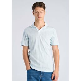 Poloshirt LINDBERGH "Poloshirt Relaxed Fit", Herren, Gr. L, lt blau, Obermaterial: 100% Baumwolle, unifarben, l&auml;ssig geschnitten, V-Ausschnitt, Shirts