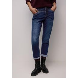 Loose-fit-Jeans Street One, Damen, Gr. 27, L&auml;nge 28, schwarz indigo soft washed, Jeans, 79% Baumwolle, 15% Polyester, 4% Elastomultiester, 2% Elasthan, unifarben, lang, Jeans, Middle Waist