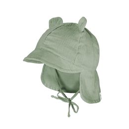Schirmm&uuml;tze MaxiMo, Baby, Gr. 45, frostgr&uuml;n, Web, Baumwolle, M&uuml;tzen, mit Nackenschutz und &Ouml;hrchen