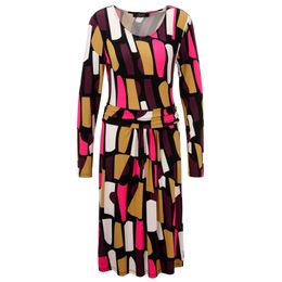 Aniston Selected Kleid Damen Gr&ouml;&szlig;e 44 braun / pink / schwarz / naturwei&szlig; Winterkleid
