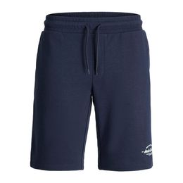 Jack & Jones PlusSize Sweatshorts "JPSTGORDON BRANDON SWEAT SHORTS PLS", Herren, Gr. 46 (6XL), N-Gr, navy blazer, angeraute Sweatware, Obermaterial: 65% Polyester, 35% Baumwolle, JACK & JONES PLUSSIZE, unifarben, regular fit, Hosen Sweatshorts