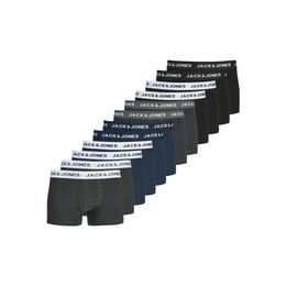 Jack & Jones Trunk JACK & JONES "JACSOLID Stretchkomfort, elastisch, bequem mit sportlichem Look", Herren, Gr. XXL, 12 Stk., blau (navy blazer pack), Jersey, Obermaterial: 95% Baumwolle, 5% Elasthan, bedruckt, Unterhosen, bedruckt, modisch, eng anliegend, Baumwollmischung, B&uuml;ndchen