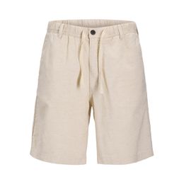 Jack & Jones Shorts JACK & JONES "JPSTJAIDEN HYBRID BONDI JOG SHORT REG SN", Herren, Gr. XL, N-Gr, moonbeam, Web, Obermaterial: 80% Baumwolle, 20% Leinen, unifarben, relaxed fit knielang, Hosen Shorts, Baumwollmischung, locker geschnitten