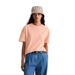 Marc O'Polo T-Shirt MARC O'POLO DENIM "mit R&uuml;ckenprint", Damen, Gr. XXS, peony pink, Obermaterial: 100% Baumwolle, unifarben, Basic, relaxed fit, Rundhals, normaler Saum, Shirts T-Shirt