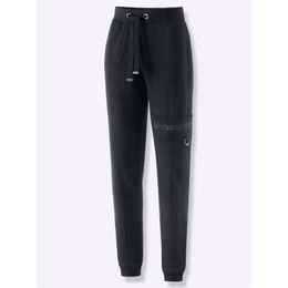 WITT Damen Jogg Pants mit Ripp-Abschl&uuml;ssen, schwarz, Gr&ouml;&szlig;e 38