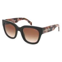 Prada 0PR C04S | Damen-Sonnenbrille | Fassung: Vollrand, Quadratisch, Acetat, Schwarz | Glasfarbe: Braun Verlaufend