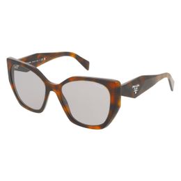Prada 0PR 19ZS | Damen-Sonnenbrille | Fassung: Vollrand, Quadratisch, Acetat, Braun Havanna | Glasfarbe: Grau