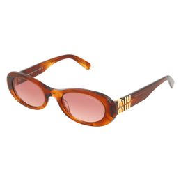 Miu Miu 0MU 06ZS | Damen-Sonnenbrille | Fassung: Vollrand, Oval, Acetat, Havanna | Glasfarbe: Pink Verlaufend