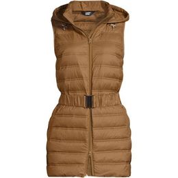 LANDS' END Daunenweste WANDERWEIGHT Verstaubar Ultraleicht mit G&uuml;rtel, Damen,  Beige, Nylon, by Lands' End