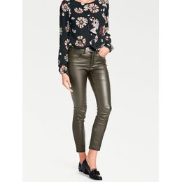 R&ouml;hrenhose Heine, Damen, Gr. 22, Kurzgr&ouml;&szlig;en, gr&uuml;n (khaki), 76% Viskose, 21% Polyamid, 3% Elasthan, Miedereinsatz:15% Elasthan, 85% Polyamid, unifarben, lang, Hosen