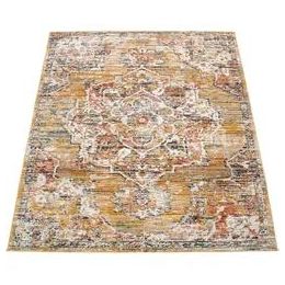 Teppich Paco Home "Herbete 734", gelb, B:120cm H:8mm L:170cm, Polyester, Polypropylen, Teppiche, Teppich, Kurzflor, Orient-Optik, Vintage Design