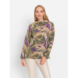 Heine Jacquard-Pullover in beige-khaki-gemustert | Gr.: 34