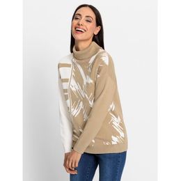 Heine Rollkragenpullover in beige-ecru-gemustert | Gr.: 44