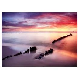 Fototapete papermoon "Ocean Beach at Sunset", bunt, B:3,5m L:2,6m, Vlies, Tapeten
