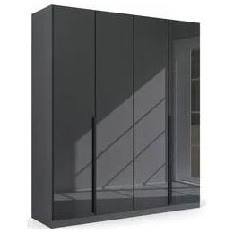 Dreht&uuml;renschrank Rauch "Kleiderschrank Schrank Garderobe Ankleide MODERN BY QUADRA SPIN", grau (graumetallic, glas basalt), B:181cm H:210cm T:54cm, Holzwerkstoff, Schr&auml;nke, Dreht&uuml;renschrank, mit hochwertiger Glasfront und Stangengriff MADE IN GERMANY