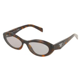 Prada 0PR 26ZS | Damen-Sonnenbrille | Fassung: Vollrand, Geometrisch, Acetat, Braun Havanna | Glasfarbe: Grau
