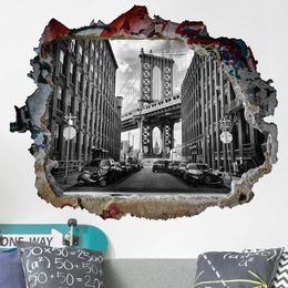 3D Wandtattoo Manhattan Bridge in America Wandsticker 3D-Optik Wandaufkleber in S-XXL 3D-Effekt