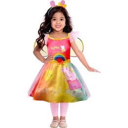 Amscan Kinderkost&uuml;m Peppa Wutz Regenbogen Kleid Fl&uuml;gel Gr. 98 2 - 3 Jahre | Gr.: onesize
