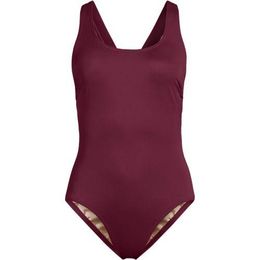 LANDS' END Komfort-Badeanzug mit gekreuzten Tr&auml;gern, hohes Bein, Damen,  Rot, Nylon-Mischung, by Lands' End