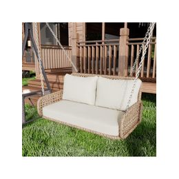 ABRIHOME H&auml;ngeschaukel Doppelsitz in Beige mit Kissen und Kette | Gr.: onesize
