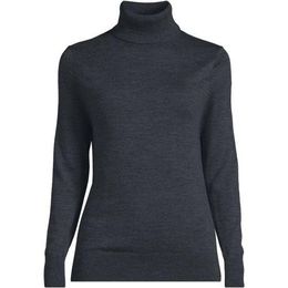 LANDS' END Merino-Rollkragenpullover, Damen,  Grau, Wolle, by Lands' End