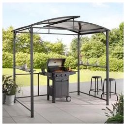 Grillpavillon Konifera "Roma", grau (anthrazit, braun), B/H/T: 245cm x 232cm x 150cm, Pavillons, Au&szlig;enma&szlig;e BxT: 245x150 cm, Stahlgestell, Polycarbonat-Dachplatten