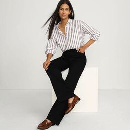 LANDS' END Jeans High Waist mit weitem Bein Farbig, Damen,  Schwarz, Elasthan/Baumwoll-Mischung/Polyester-Mischung, by Lands' End