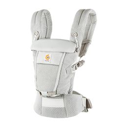 ergobaby Babytrage Adapt Soft Flex Mesh, Hellgrau, Textil, 26.8x17x17 cm, AGR-gepr&uuml;ft, R&uuml;ckentragefunktion, H&uuml;fttragefunktion, Bauchtragefunktion, H&uuml;ftgurt mit Lordosenst&uuml;tze, gepolsterter Schultergurt, Schultergurte &uuml;ber Kreuz tragbar, gepolsterte und faltbare Kopf- Nackenst&uuml;tze, Kapuze f&uuml;r Sicht- Sonnenschutz verwendbar, Baby on Tour, Babytragen & Traget&uuml;cher