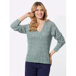 Sieh an! Ajour-Pullover in jade-meliert | Gr.: 46