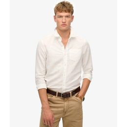 Superdry Herren Baumwoll-leinen-hemd mit Langen &Auml;rmeln White - Gr&ouml;&szlig;e: L 104100950064101C003