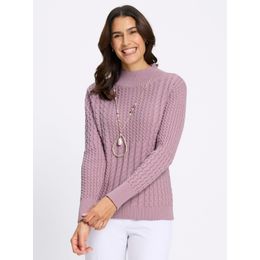 WITT Damen Stehkragenpullover in Patchwork-Optik, mauve, Gr&ouml;&szlig;e 36