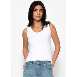 SASSYCLASSY Tank Top mit Ausschnitt in Wei&szlig; | Gr.: L