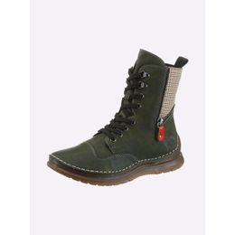 Rieker Damen Schn&uuml;rstiefel mit Kontrastn&auml;hten, khaki, Gr&ouml;&szlig;e 38