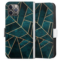 DeinDesign iPhone 12 Pro Handy Klapph&uuml;lle Handyh&uuml;lle aus Kunst Leder wei&szlig; Flip Case Elisabeth Fredriksson Gold & Copper Stone Sideflip mit Lasche