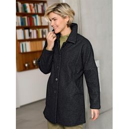 WITT Damen Longjacke mit Fledermaus&auml;rmeln, Boucl&eacute;-Qualit&auml;t, schwarz, Gr&ouml;&szlig;e 40