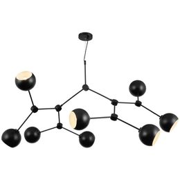 Novel H&auml;ngeleuchte, Schwarz, Metall, Wellen,Wellen, Blume,Blume, 110x159x148 cm, RoHS, ISO 9001, Bsci, CE, h&ouml;henverstellbar, verstellbare Arme, Lampen & Leuchten, Innenbeleuchtung, H&auml;ngelampen, Pendelleuchten