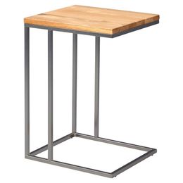 Beistelltisch, Eiche, Edelstahl, Holz, Metall, Wildeiche, massiv, rechteckig, eckig, 43x62x38 cm, Wohnzimmer, Wohnzimmertische, Beistelltische, Beistelltische Metall