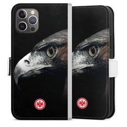 DeinDesign iPhone 12 Pro Handy Klapph&uuml;lle Handyh&uuml;lle aus Kunst Leder wei&szlig; Flip Case European Cup Official Licensed Product Eintracht Frankfurt Sideflip mit 
