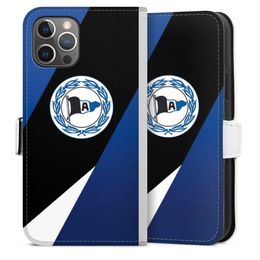 DeinDesign iPhone 12 Pro Handy Klapph&uuml;lle Handyh&uuml;lle aus Kunst Leder wei&szlig; Flip Case Official Licensed Product Dsc Arminia Bielefeld Sideflip mit Lasche